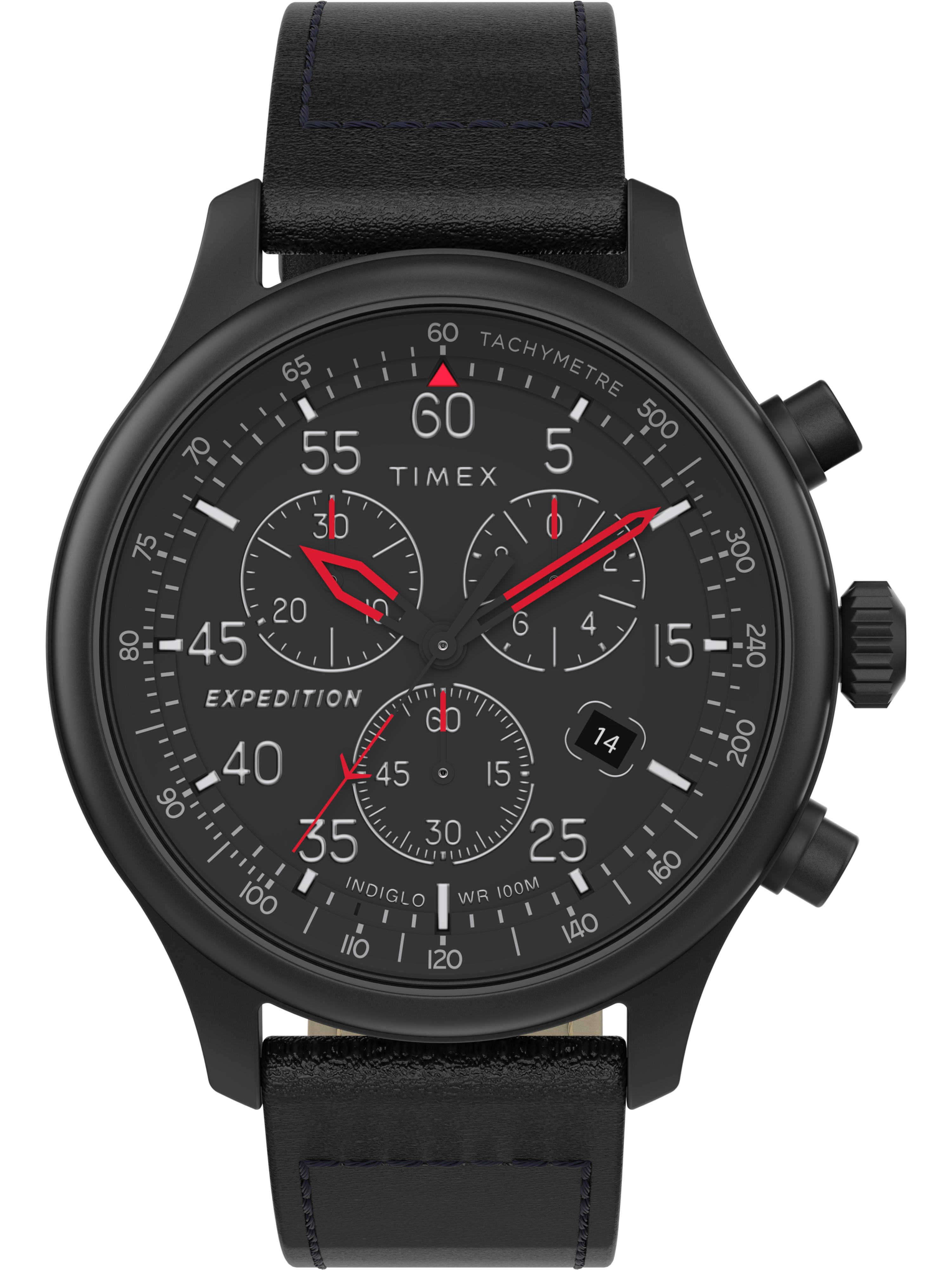 Timex Men s Expedition Field Chronograph Black Leather Strap Watches Timex Men s Expedition Field Chronograph Black Leather Strap Watches