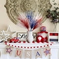 9 Pieces Red White Blue Artificial Flower Bouquet, Fake Floral Vase ...