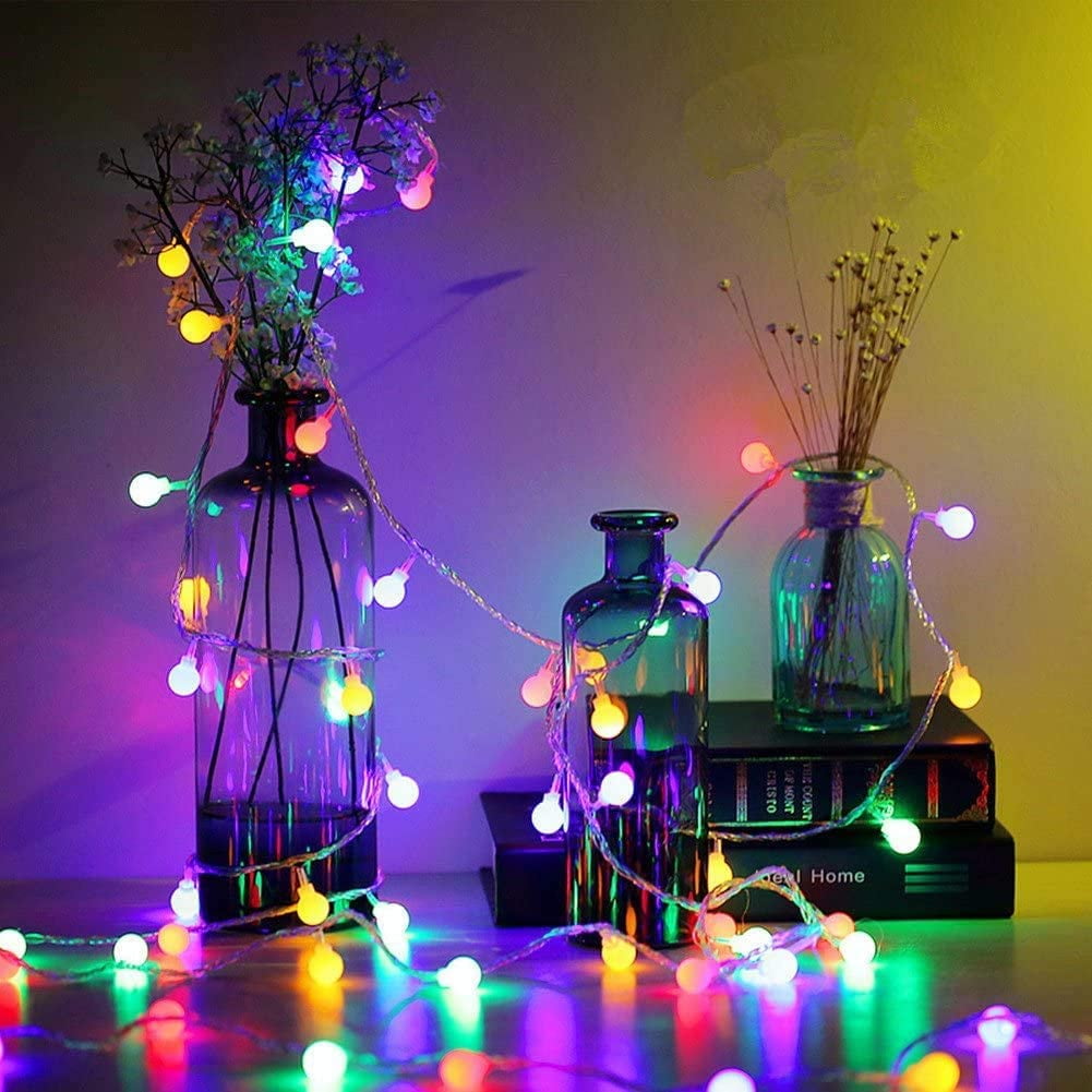 LINLIN Ball Fairy Light, 10m 80LED Crystal Ball String Lights Battery ...