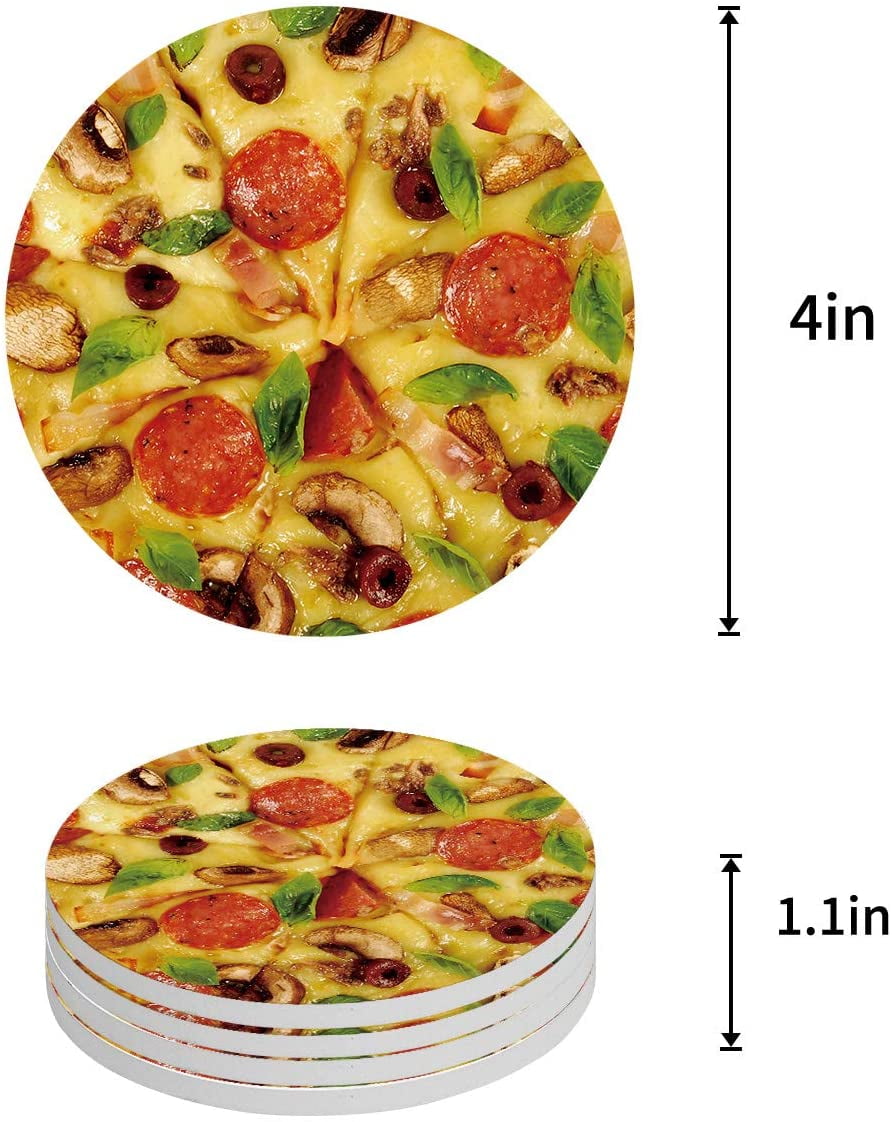 FMSHPON Giant Pizza Burrito Set of 8 Round Coaster for Drinks ...