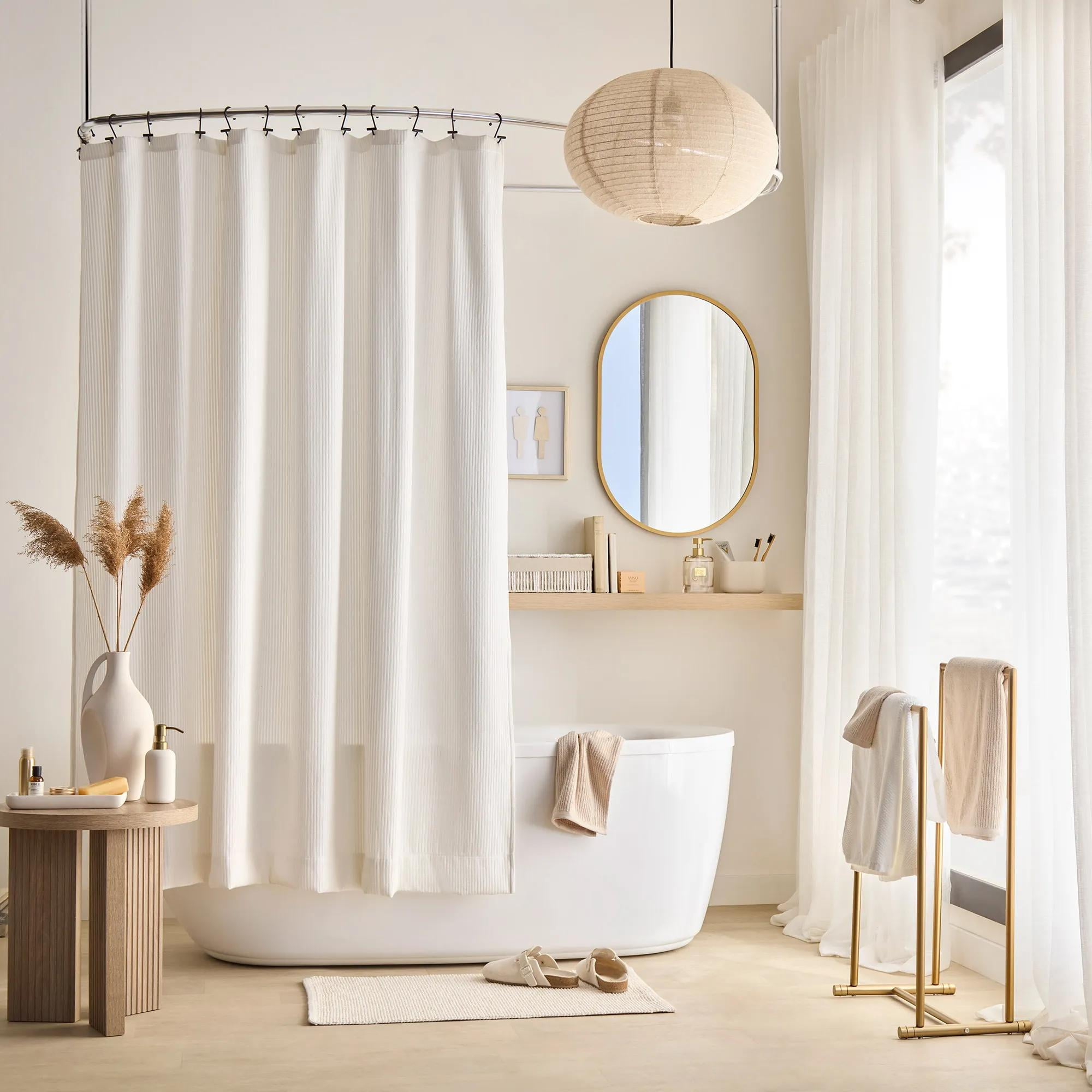 Click here for Bouclair White Ribby Shower Curtain 72 X 72 In (18... prices