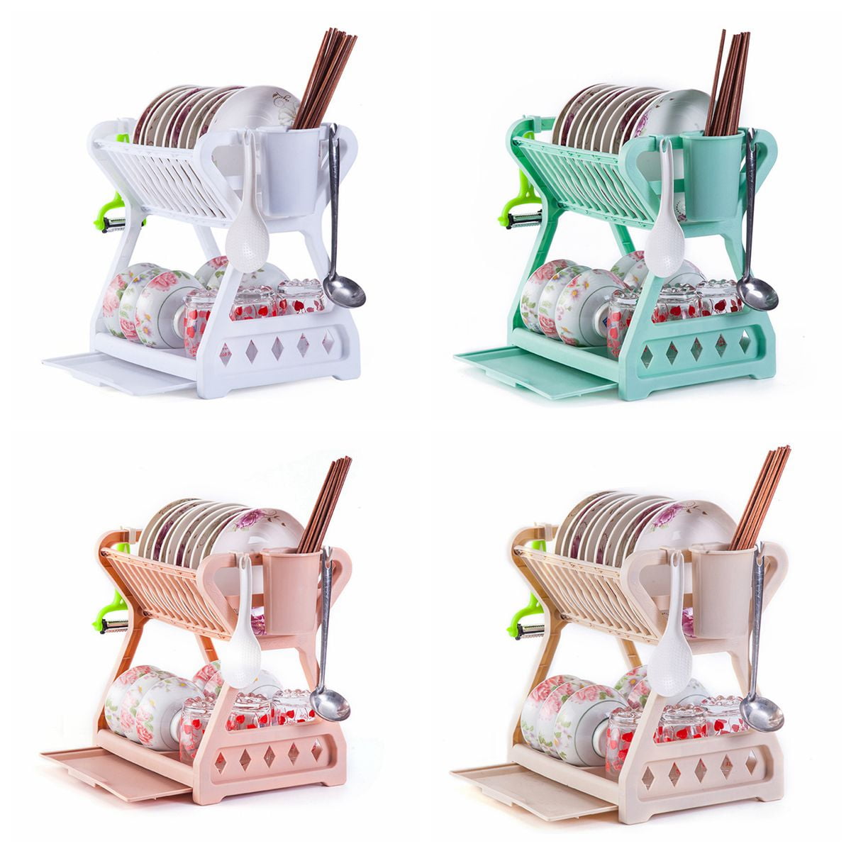 2-Layer Dish Drainer Multifunctional Kitchen Dish Rack Kitchen ...