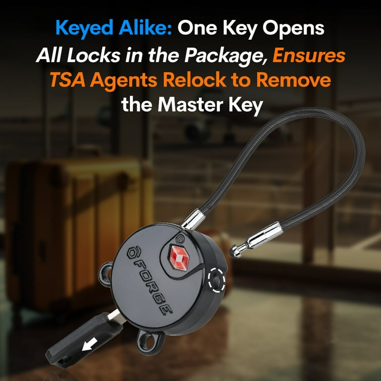 Forge TSA-Approved MultiPack Padlocks, Secure Baggage Cable Forge TSA-Approved MultiPack Padlocks, Secure Baggage Cable