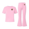AHTJRT Girls 2 Piece Set Crew Neck Short Sleeve Tees with High Waist ...
