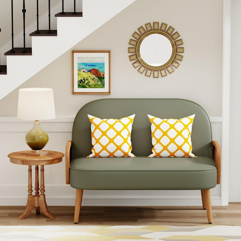 Apeaka Modern Stylish Faux Leather Upholstered Loveseat Apeaka Modern Stylish Faux Leather Upholstered Loveseat