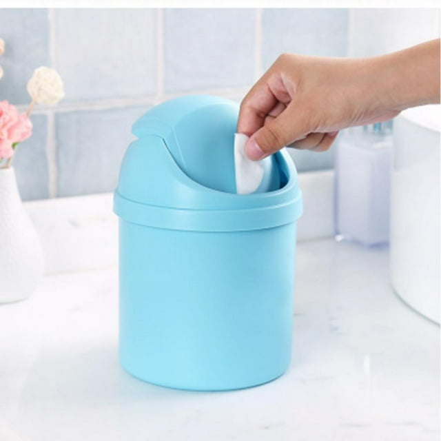 Home Office Table Trash Can,Plastic Mini Trash Can with Swing-Top Lid ...