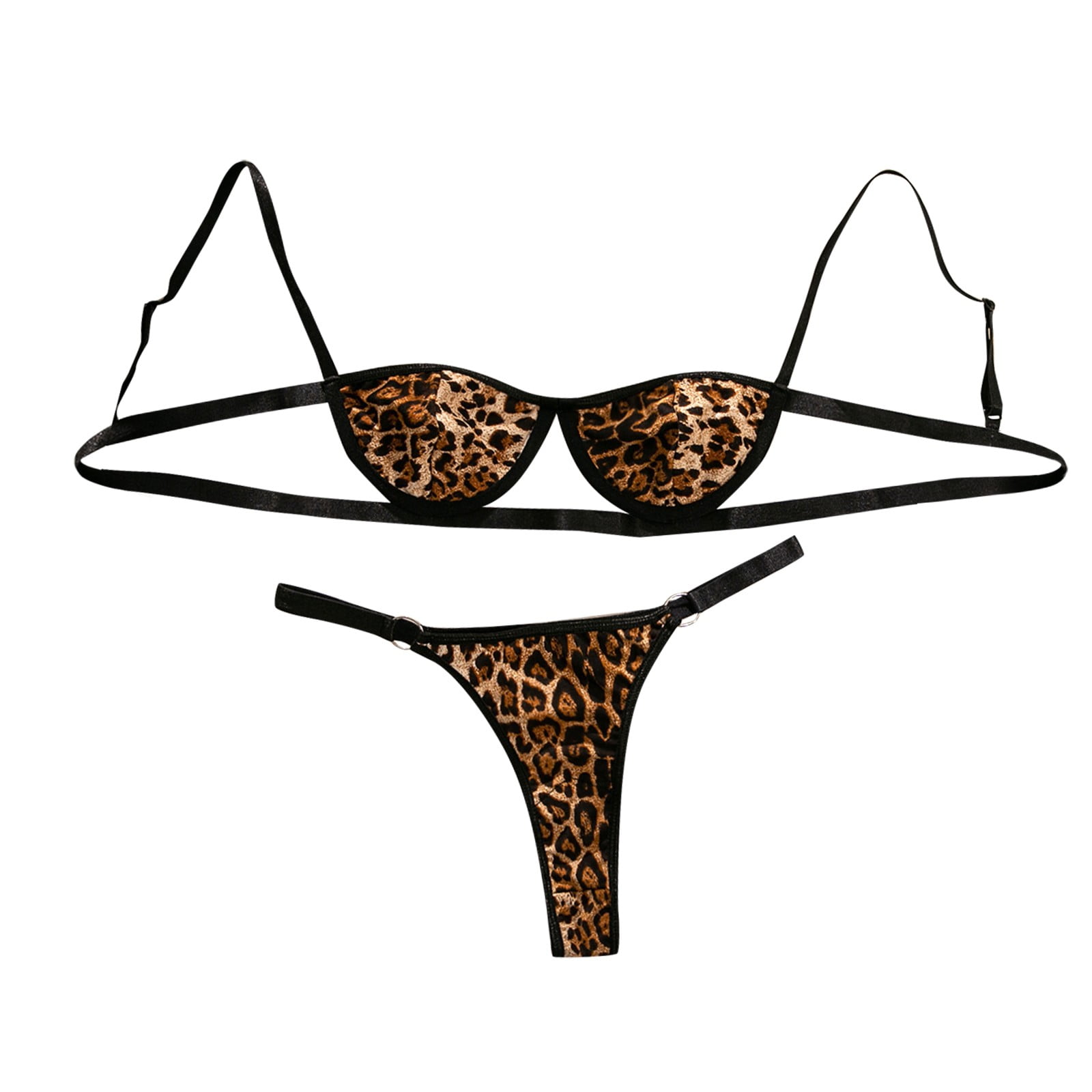 Roliyen Lingerie For Women Leopard Floral Print Push Up Swimsuit