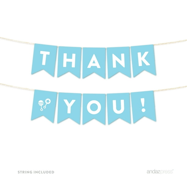 Thank You Baby Blue Boy Baby Shower Hanging Pennant Garland Party ...