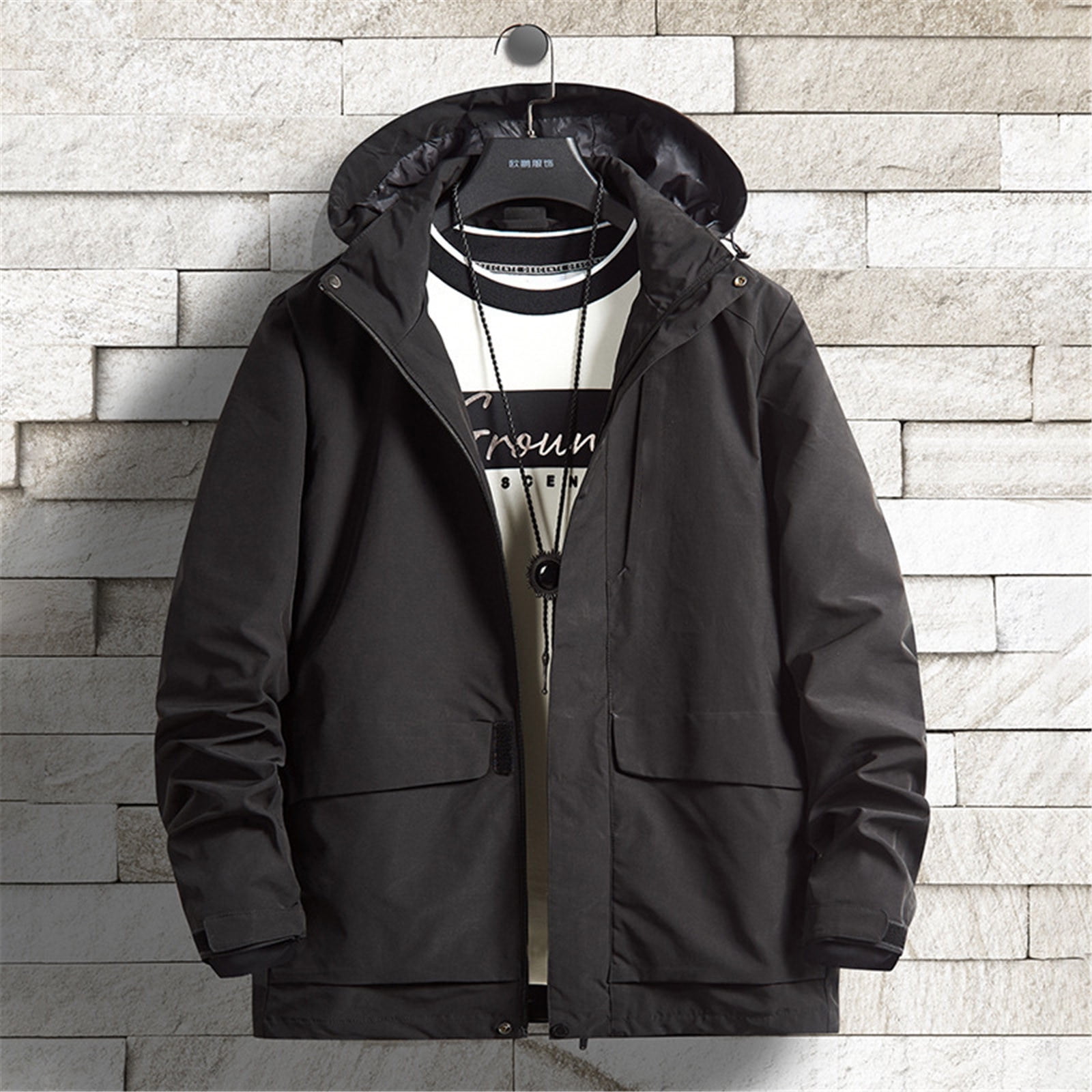 LEEy-world Mens Jackets Casual Stylish Men's Long-Sleeve Full-Zip ...