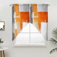 Abstract Orange Swag Curtain Valance for Window 2 Panels Gray Graffiti ...