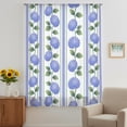 Blue Purple Flowers Sheer Curtains 63 Inch Length for Bedroom ...