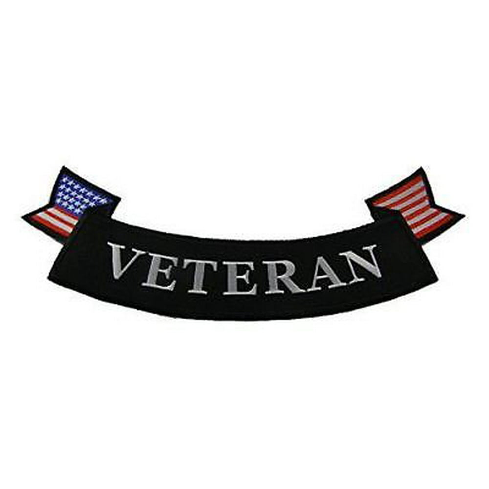 LARGE VETERAN BOTTOM ROCKER BACK PATCH BIKER VEST CUT SERVICE MILITARY ...