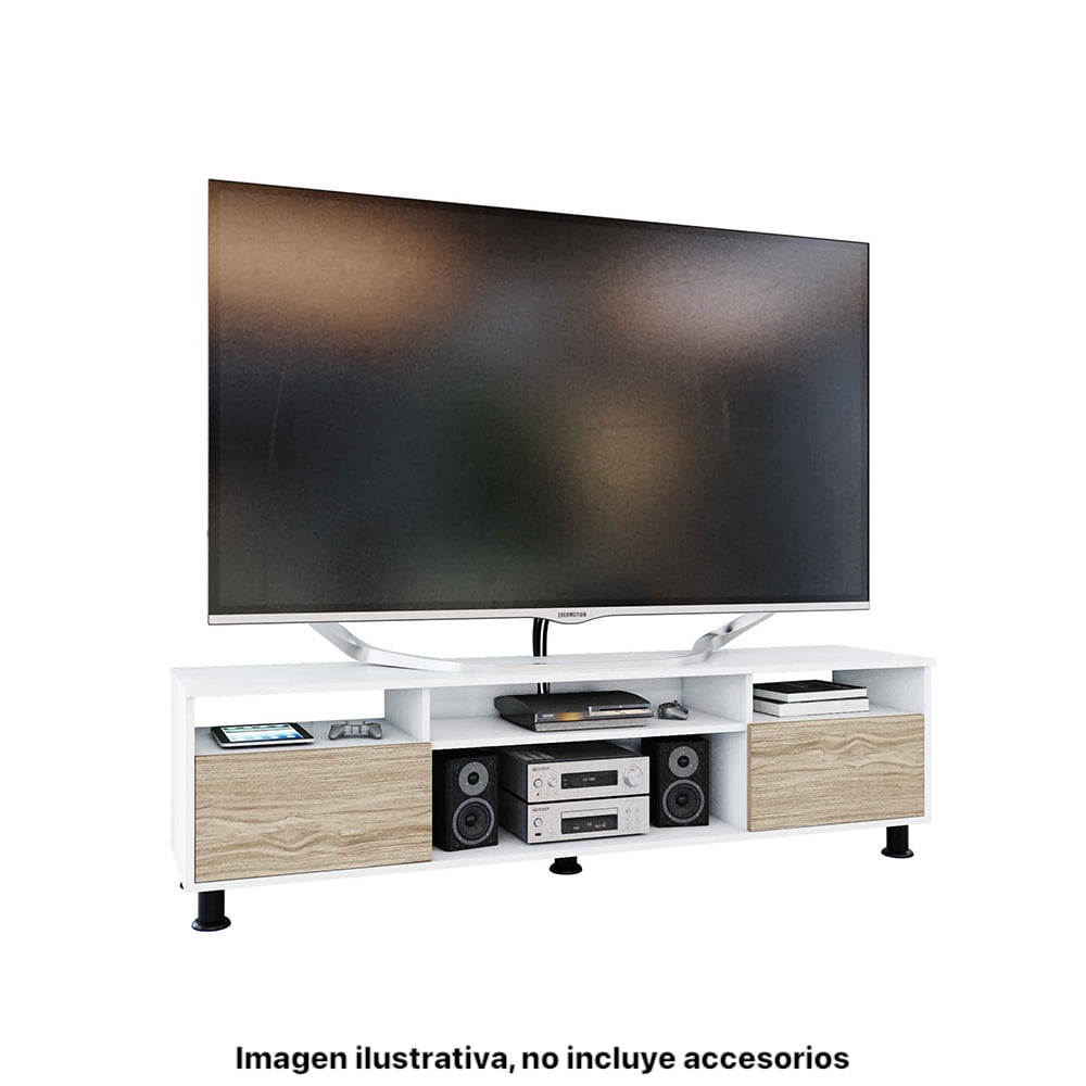 Mesa para TV PLAYCON Blanco Frosty 170X46 cm para Pantallas de hasta 75 ...