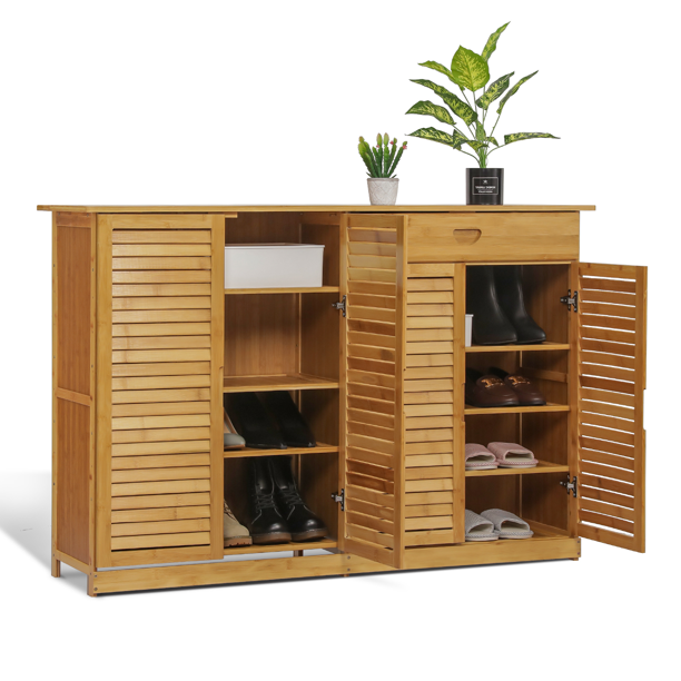Magshion Bamboo 4 Tiers 1 Drawer 24 Pairs Shoes Rack, Storage Cabinet ...