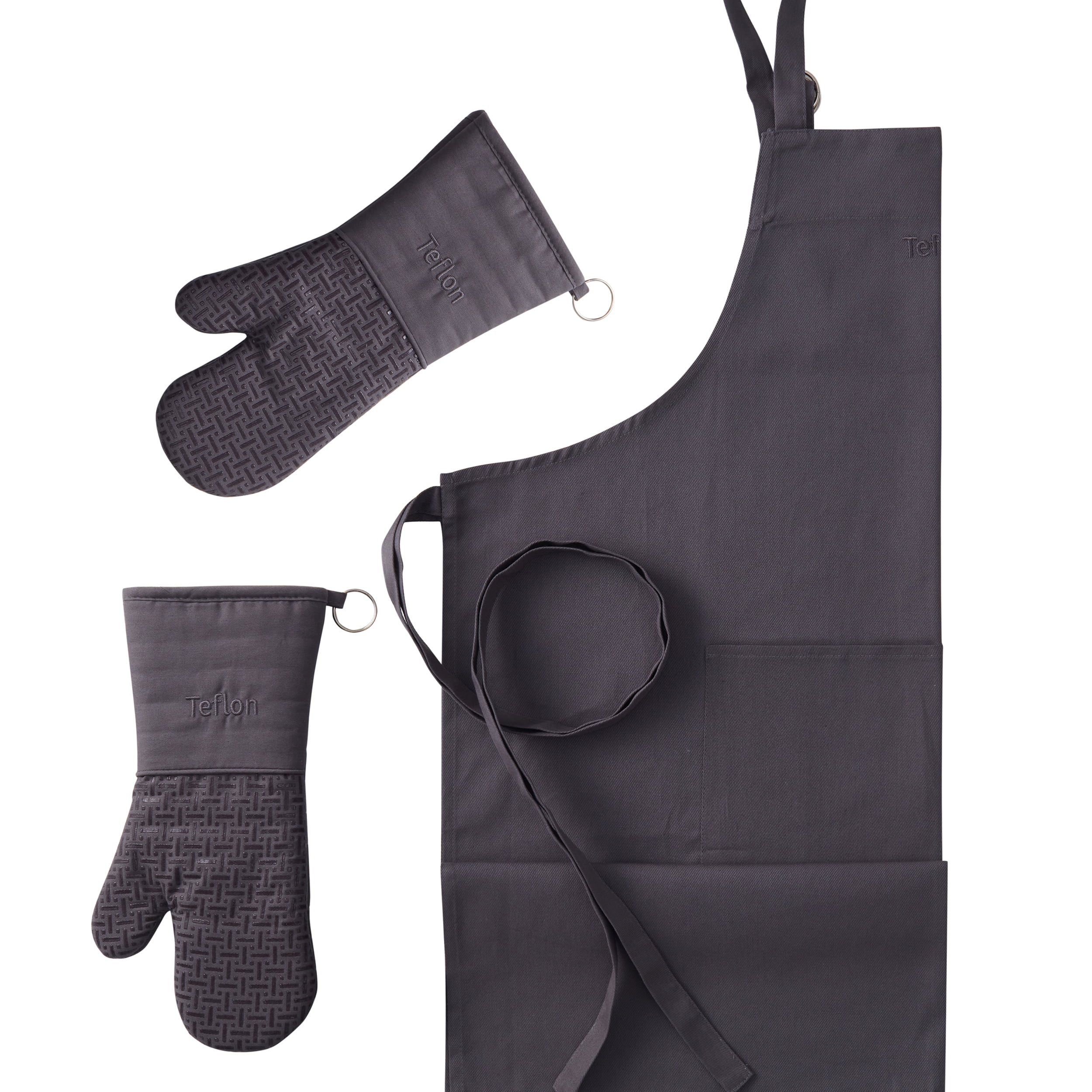 Teflon Oven Mitt Apron Set, 3 Piece Gray - Walmart.com