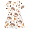 Cute Hedgehog Pattern Girls Short Sleeve Dress A Line Sun Protection ...