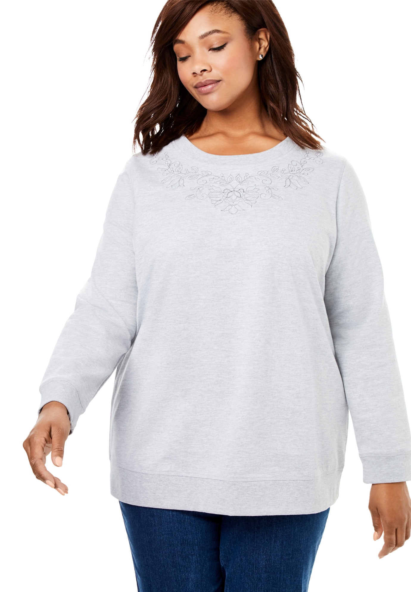 Woman Within Plus Size French Terry Sweatshirt - Walmart.com