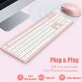 Pink Wireless Keyboard and Mouse Combo, Full-Sized Ergonomic Computer ...
