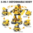 Anpro 5 in 1 Robot Construction Vehicles Set Toy for Toddler ...