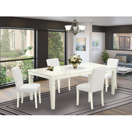 5Pc Rectangular 66/84 Inch Table With 18 In Leaf And Four Parson Chair ...
