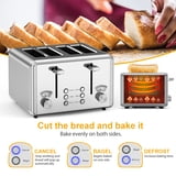 WHALL 4 Slice Stainless Steel Toaster with Wide Slots, 6 Shade Settings ...