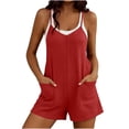 Cutuoiiu Women's Solid Color Waffle Knit Romper Adjustable Straps with ...
