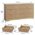 55" White Fluted Dresser with Gold Handles, 10-Drawer Double Dresser ...