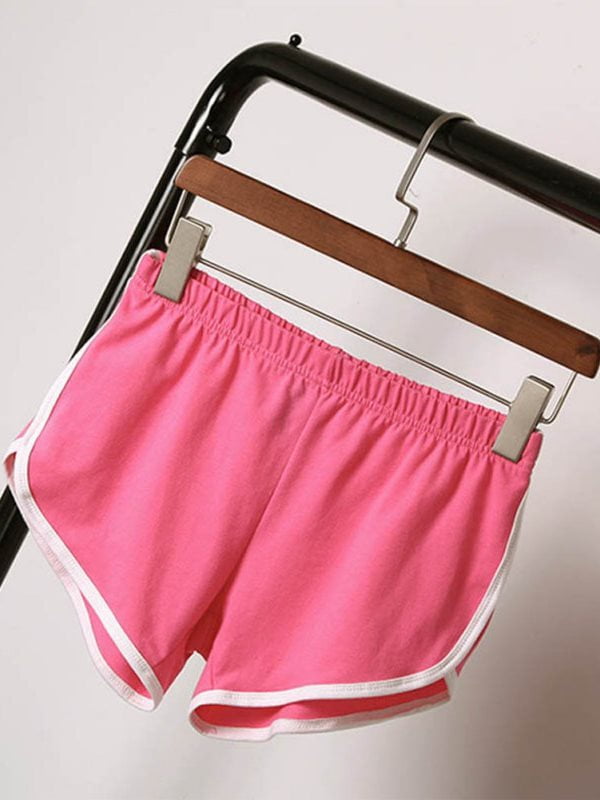 New Summer Shorts Women Color Block Casual Shorts Workout Waistband ...