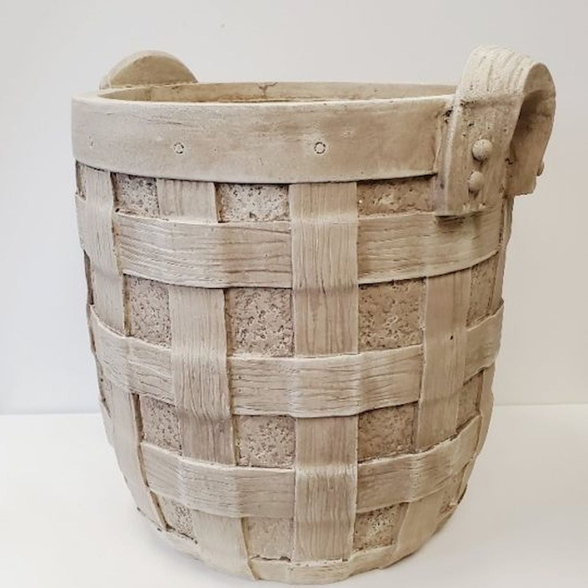 12.5"H Cream Resin Basket Weave Planter - Walmart.com