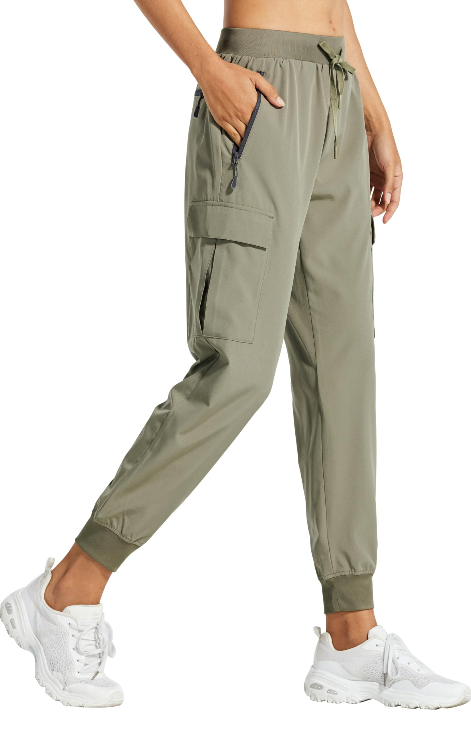Pantalones de senderismo Libin Cargo Joggers Silver Sage XL para mujer ...