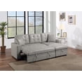 Gray Convertible Sectional 2pc Set Velvet Tufted Sofa Reversible Chaise ...