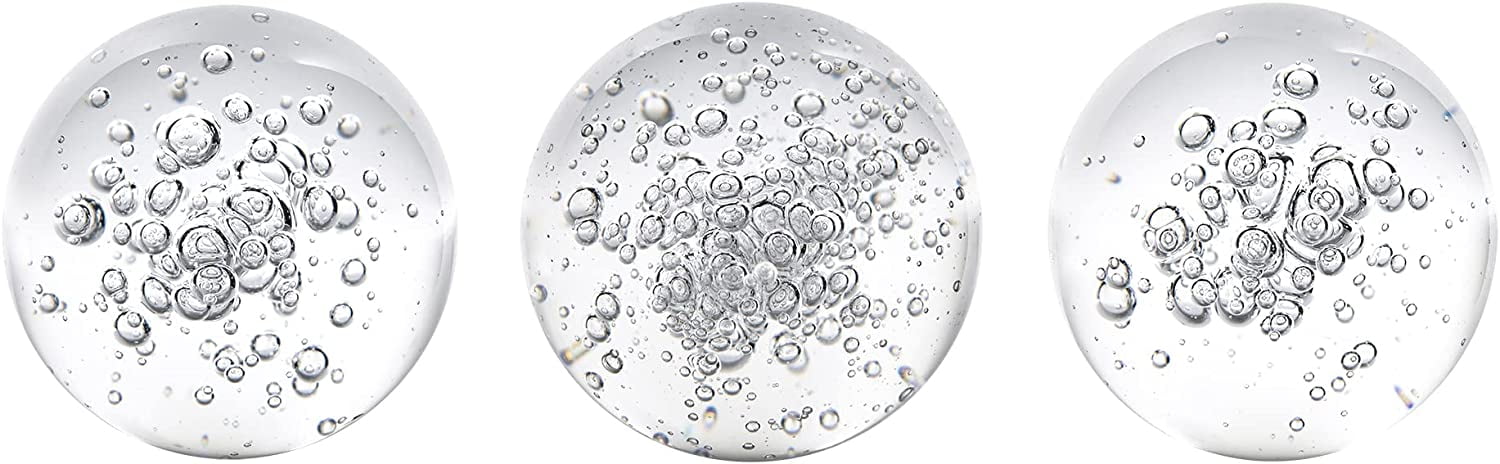 A&B Home Bubble Glass Orb - Set of 3 Small Decorative Bubble Glass Orb ...