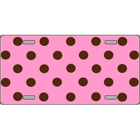 LP-2210 Polka Dots- Chocolate Brown on Pink Flat Automotive License ...