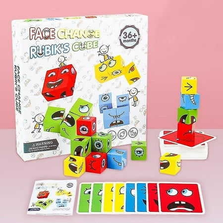 Montessori Expression Puzzle Face Change Cube Building Blocks Toys ...