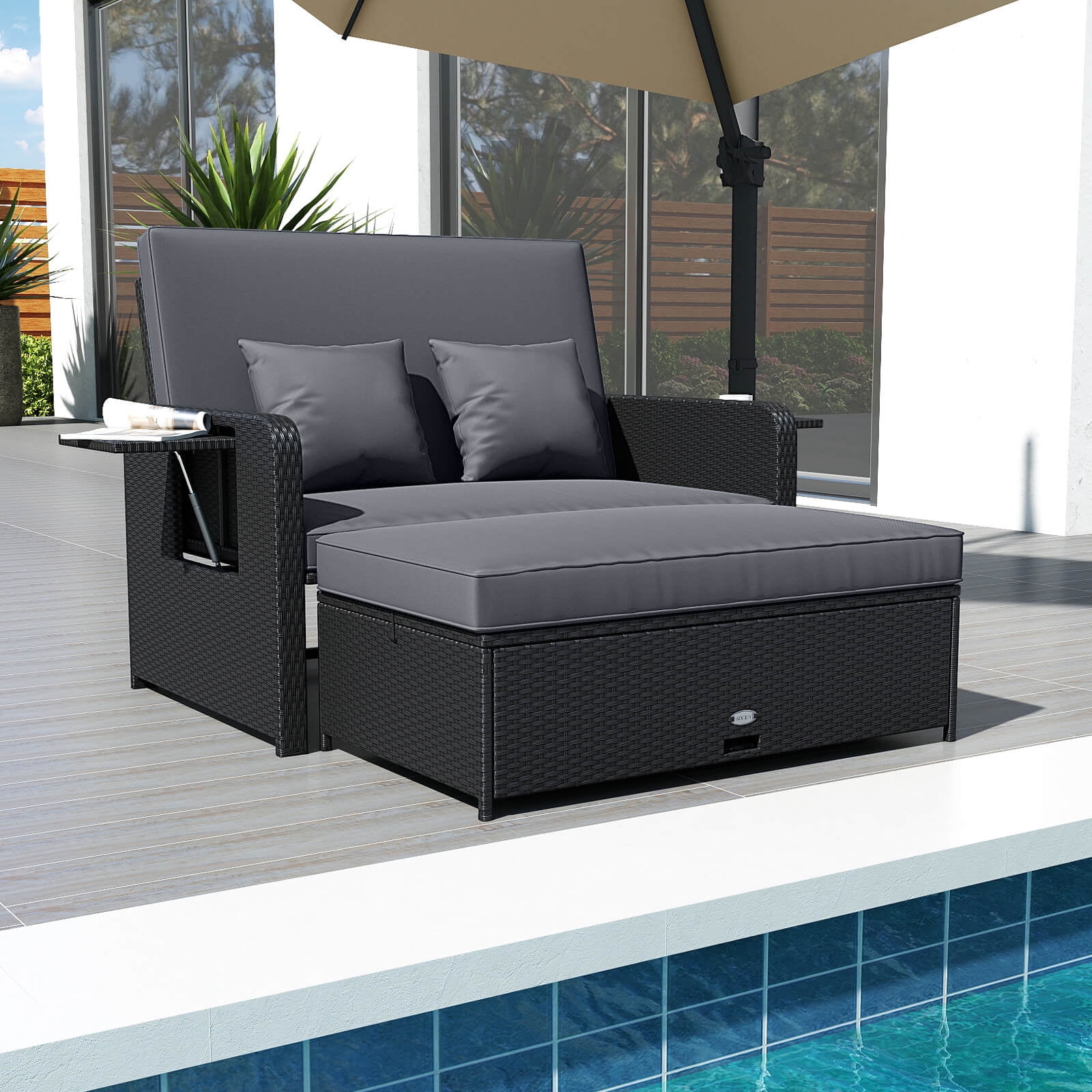 Click here for Costway 2 Pcs Pe Wicker Outdoor Daybed With 4-Leve... prices