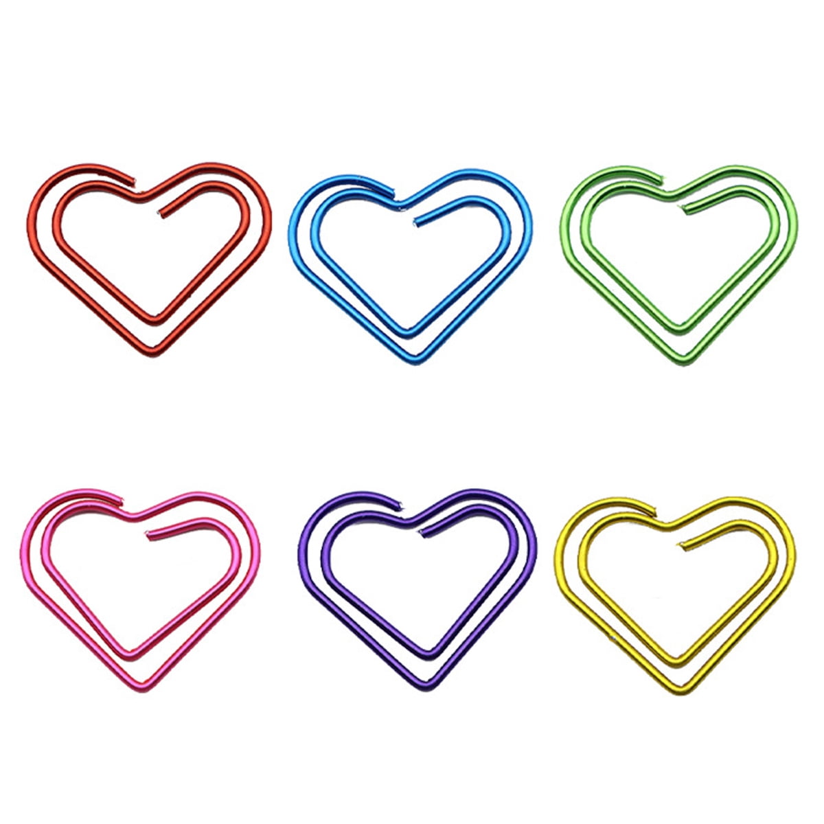 Juego de 50 clips de papel en forma de corazón de colores, clips de ...