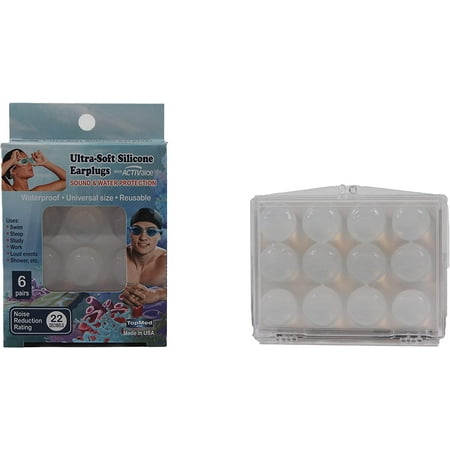 Top Med Soft Silicone Earplugs Value Pack, 6 Pairs Original Moldable ...
