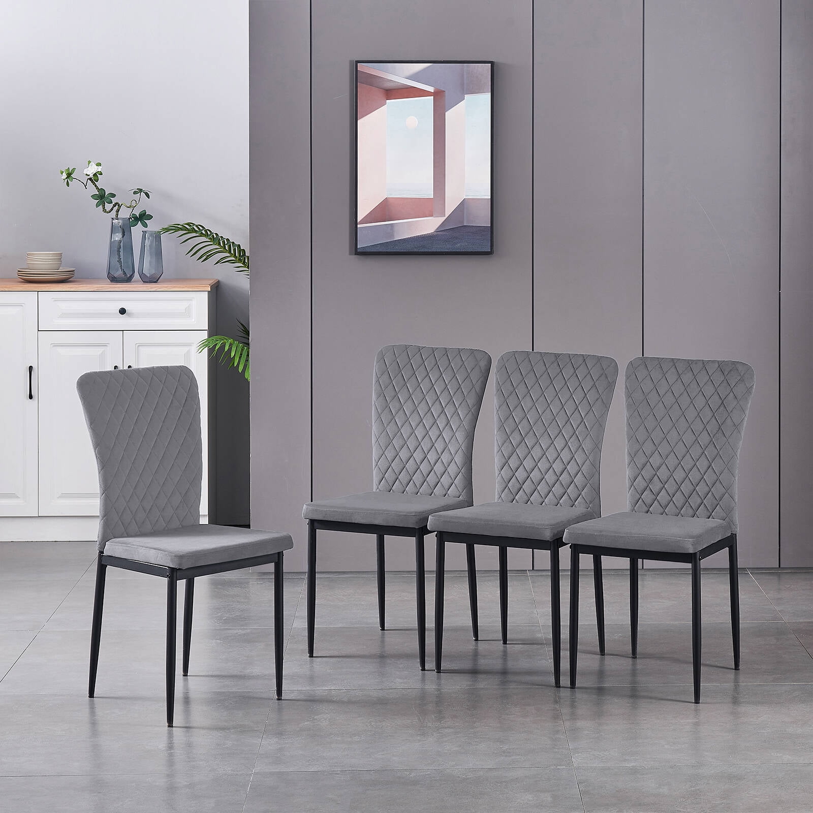 KEIVVAKN Modern Velvet Dining Room Chairs, Set of 4 Kitchen Furniture ...