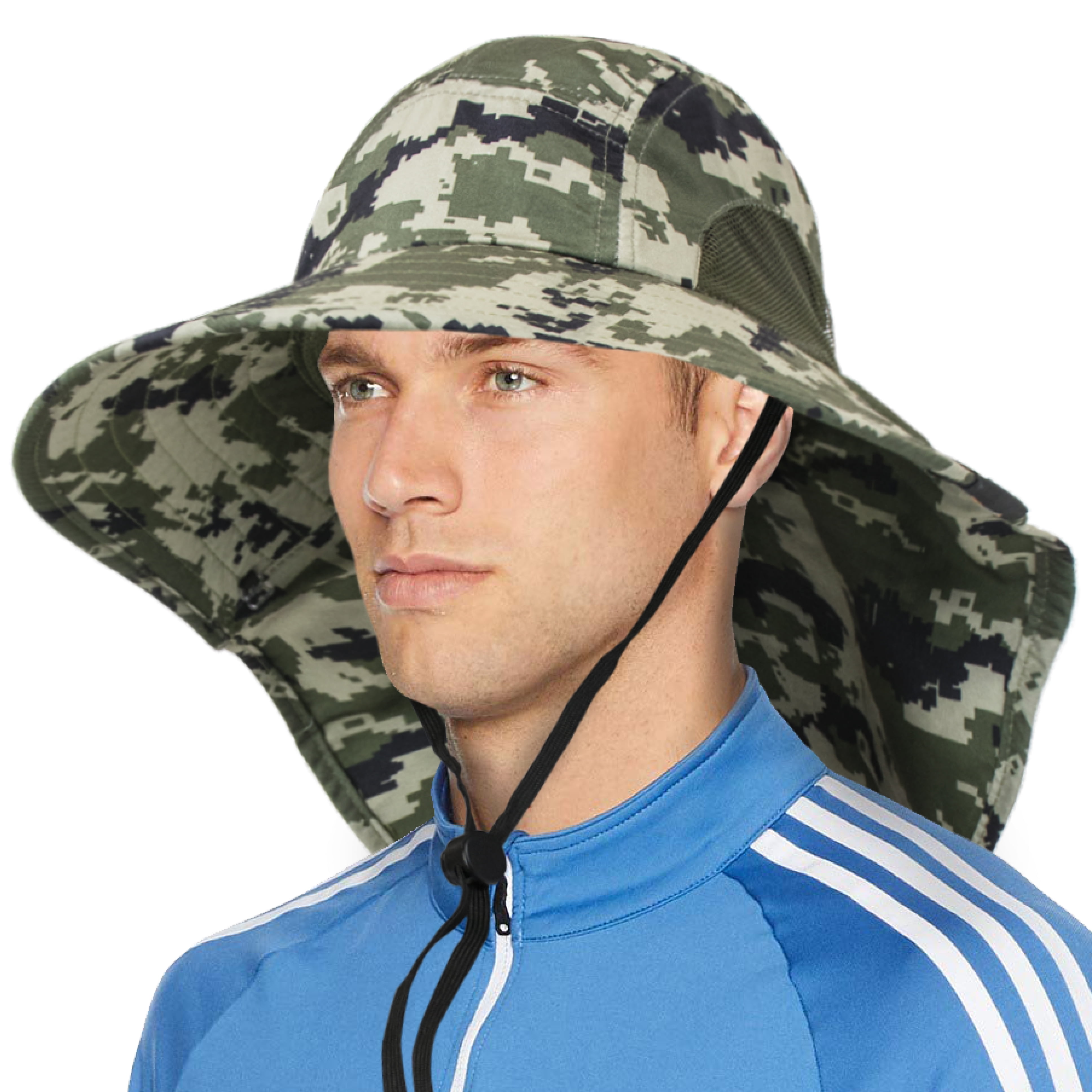 SUN CUBE Wide Brim Sun Hat with Neck Flap, Fishing Hiking for Men Women ...