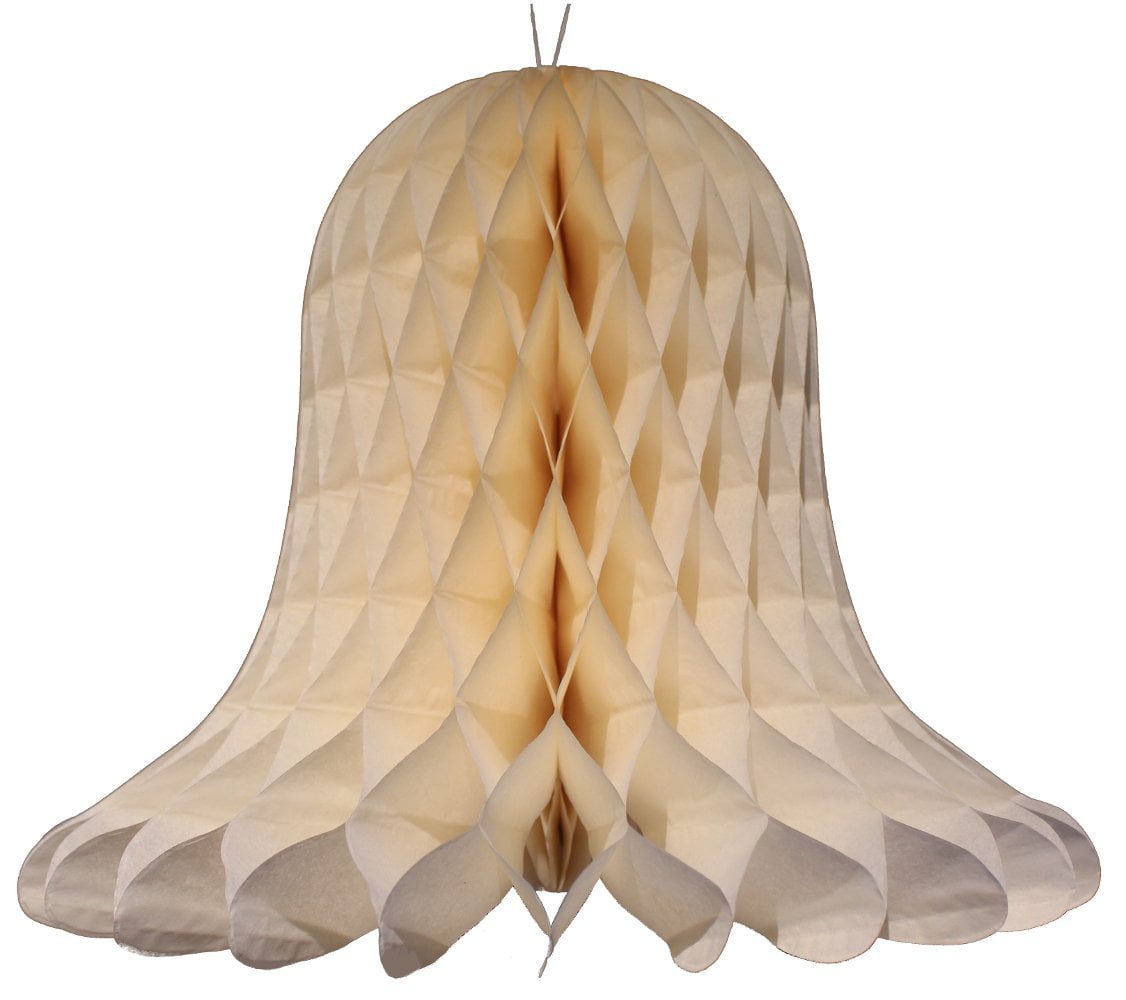 3-pack 11 Inch Hanging Honeycomb Tissue Paper Bell Decoration, Ivory ...