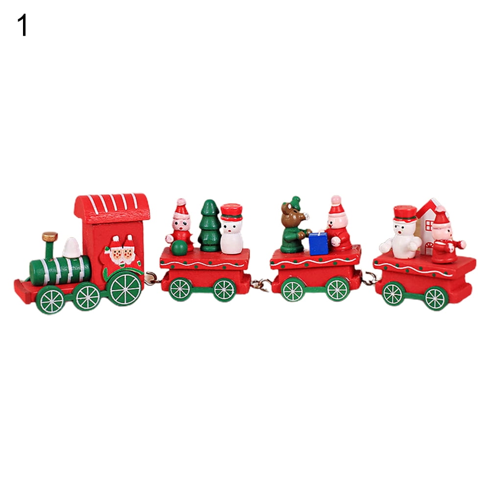 Wooden Christmas Train with Snowman, Mini Train Decor Set for Christmas ...