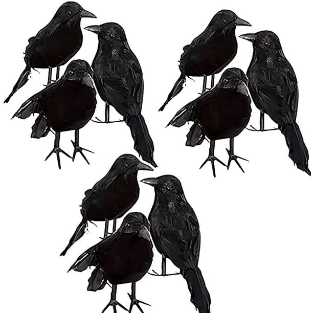 Fake Raven Black Feathered Crow, Halloween Decorations Raven Prop ...