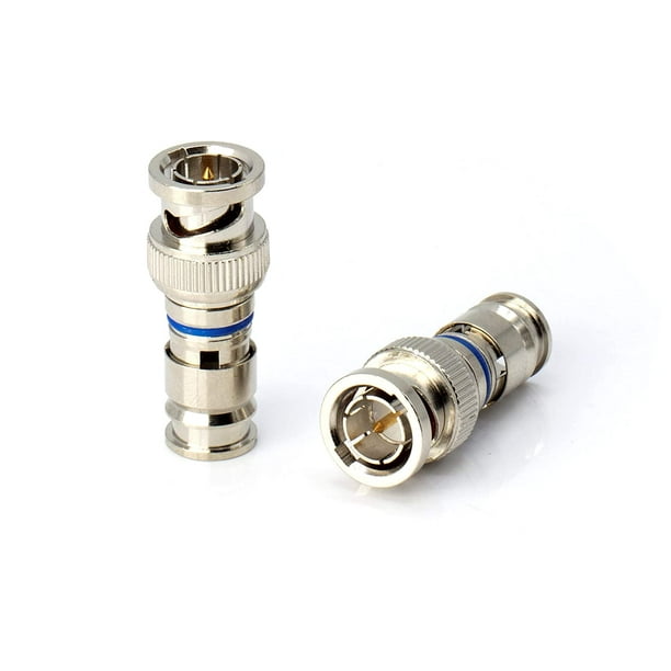 BNC Compression Connector for RG6 Coaxial Cable | Pack of 100 | Solid ...