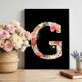 Black Letter G Flower Canvas Wall Art for Living Room, Watercolor ...
