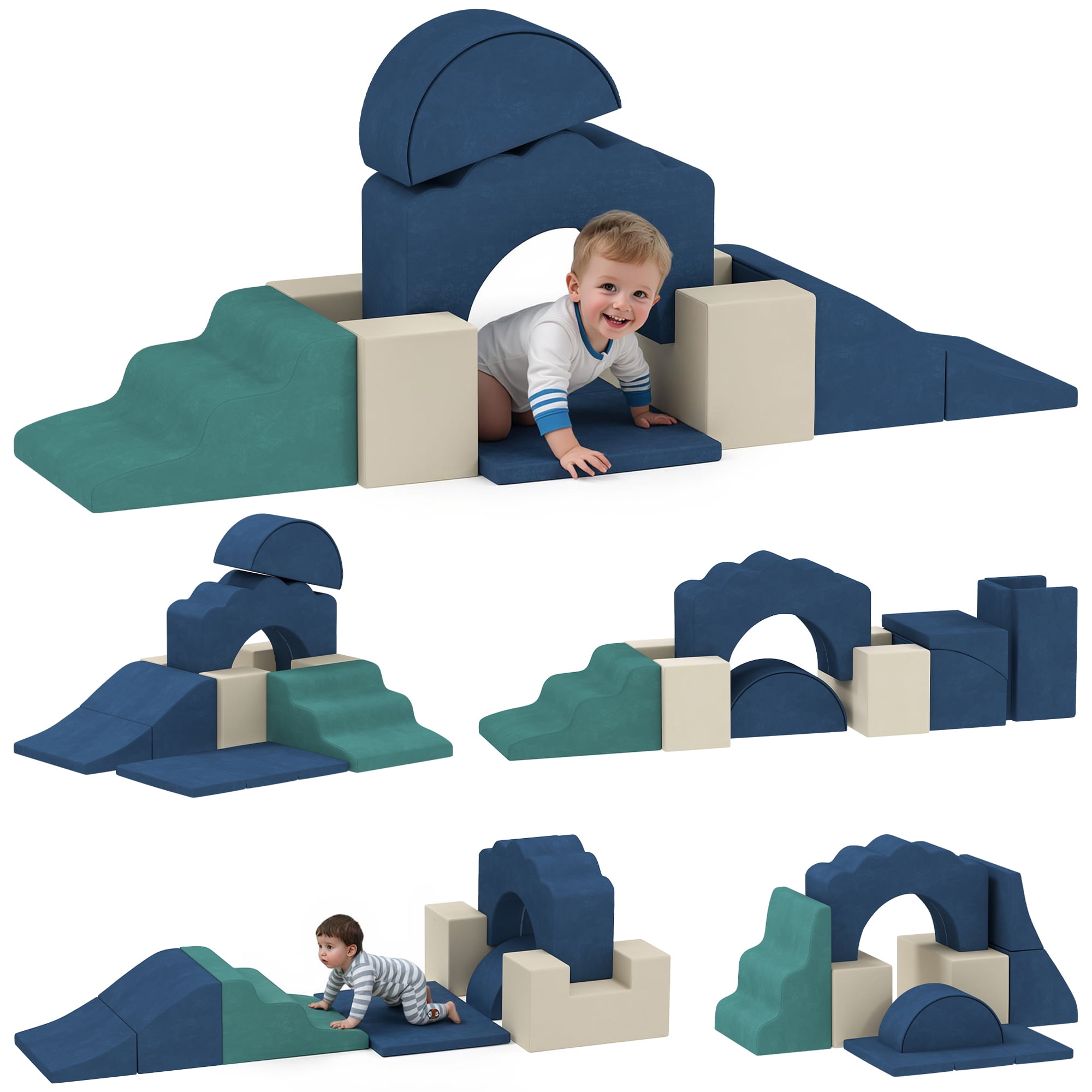 Click here for Qaba 7-Piece Baby Soft Play Set  Foam Climbing Blo... prices