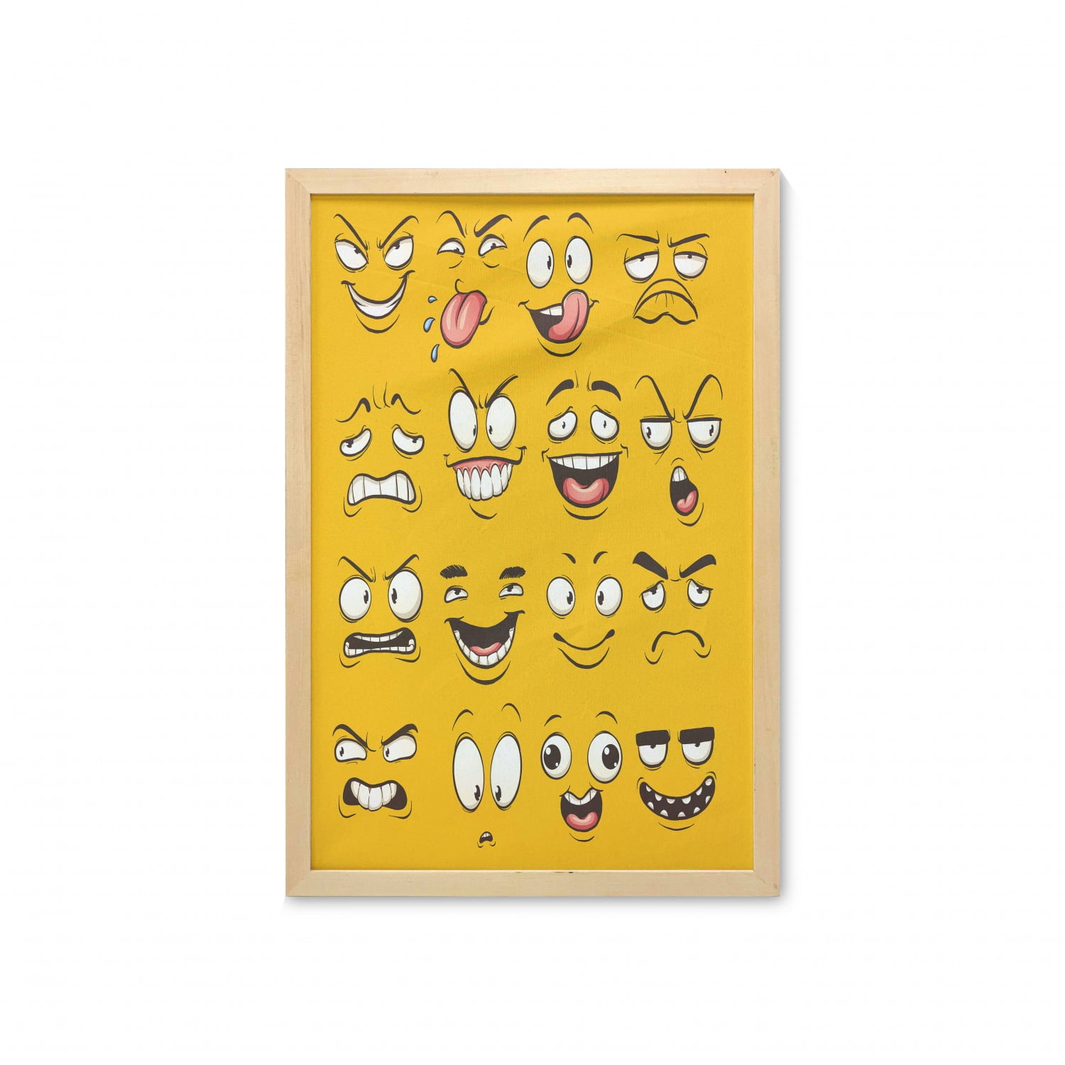 Emoticon Wall Art with Frame, Smiling Surprised Sad Hot Happy Sarcastic ...