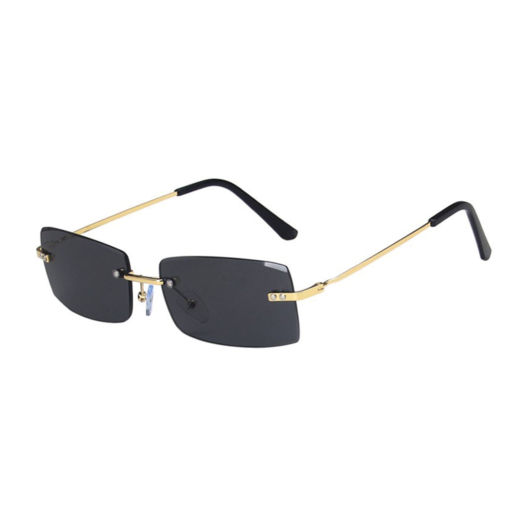 Bhxteng Rectangular Frame Sunglass Gradient/Solid Lens Rimless Korean ...