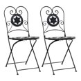 Bistro Chair Set of 2, Black & White Mosaic, Foldable Patio Chairs ...
