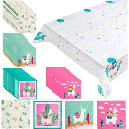 80 Pieces Llama and Cactus Disposable Napkins with 1 Piece Llama Table ...