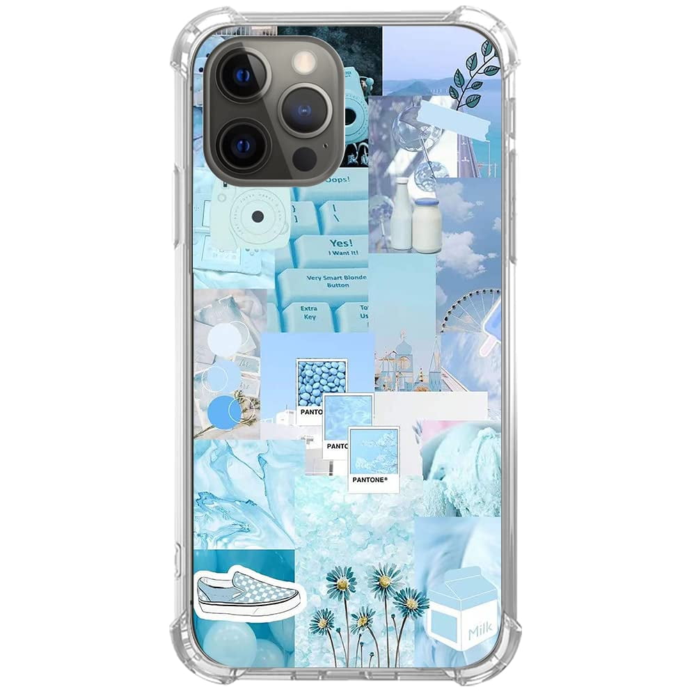 Blue Aesthetic Collage Case for iPhone 14 Pro,Aesthetic Art Design TPU ...